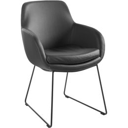 Musterring Esszimmerstuhl &raquo;Tavia&laquo; (Set) 2 Stk. grau B/H/T: 62cm x 86cm x 66cm, 2 Stk., Echtleder, Kufengestell