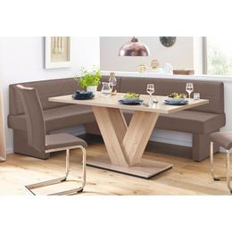 Home Affaire Eckbank braun Kunstleder B/H/T: 222cm x 89cm x 162cm, Kunstleder, langer Schenkel rechts