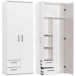 Procontour Mehrzweckschrank &raquo;Schrank Clara&laquo; H&ouml;he 167cm mit variabel verstellbaren Einlegeb&ouml;den wei&szlig; B/H/T: 64cm x 167cm x 34cm, Schubladen: 2 Stk. T&uuml;ren: 2 Stk.