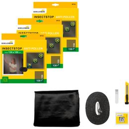 Schellenberg Fliegengitter-Gewebe &raquo;mit Pollenschutz f&uuml;r Fenster&laquo; Set, 3 Stk. tlg. Insektenschutz, einfache Klebe-Montage, 130 x 150 cm, anthrazit grau
