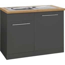 Wiho-K&uuml;chen wiho K&uuml;chen Sp&uuml;lenschrank &raquo;Unna&laquo; 110 cm breit, inkl. T&uuml;r/Sockel/Griff f&uuml;r Geschirrsp&uuml;ler grau B/H/T: 110cm x 85cm x 60cm, T&uuml;ren: 2 Stk.