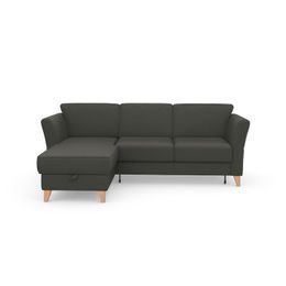 Sit & More sit&more Ecksofa &raquo;Visby L-Form&laquo; Wahlweise mit Schlaffunktion und Bettkasten, frei im Raum stellbar grau B/H/T: 248cm x 87cm x 162cm, Struktur fein, 