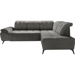 Home Affaire Ecksofa &raquo;Lazio modern und bequem, schmale Armlehnen, tolle Detailverarbeitung&laquo; grau 100% Polyester B/H/T: 272cm, Microfaser, Ottomane 