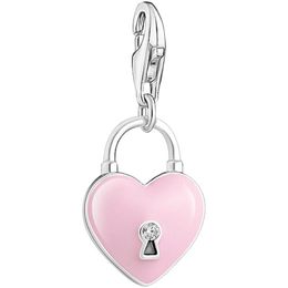 Thomas Sabo Damen Thomas Sabo Charm-Einh&auml;nger &raquo;rosa Herzschloss&laquo; mit Zirkonia (synth.) wei&szlig; Einheitsgr&ouml;&szlig;e