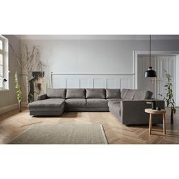 OTTO home Wohnlandschaft &raquo;Hobro U-Form&laquo; in 3 Bezugsqualit&auml;ten in vielen Farben grau Luxus-Microfaser Lederoptik (100% Polyester;Struktur grob (100% 