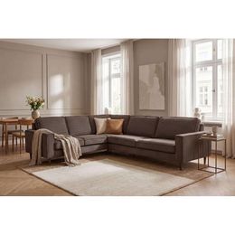 OTTO home Ecksofa &raquo;Pinto Skandi, 290 cm, Chenille, Struktur, Ottomane links / rechts&laquo; mit Keder, Massivholzf&uuml;&szlig;e Eiche ger&auml;uchert, Wellenunterfederung 