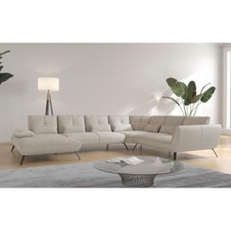 OTTO home Wohnlandschaft &raquo;Mikado U-Form&laquo; inkl. Sitztiefenverstellung und Armteilverstellung beige 100% Polyester B/H/T: 376cm x 88cm x 297cm, 