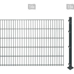 Arvotec Doppelstabmattenzaun &raquo;ESSENTIAL 103 zum Aufschrauben&laquo; Zaunh&ouml;he 103 cm, Zaunl&auml;nge 2 - 60 m grau Kunststoff, Stahl H/L: 103cm x 28m, Pfosten: 15 Stk.