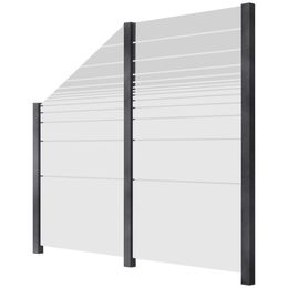 STAKET PRO Zaun Glaszaun, Gesamtl&auml;nge: 2,29 m, 3 Pfosten grau Aluminium, Glas Pfosten: 3 Stk.