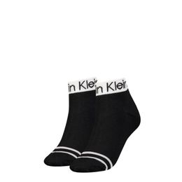 Calvin Klein Jeans Damen Kurzsocken &raquo;CK WOMEN QUARTER 2P LOGO WELT&laquo; 2 Paar, Coolmax-Garn, Einheitsgr&ouml;&szlig;e passend von 37-41 schwarz Einheitsgr&ouml;&szlig;e