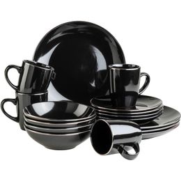 M&auml;ser M&Auml;SER Kombiservice &raquo;METALLIC RIM, Geschirr-Set, Steinzeug&laquo; schwarz Steinzeug 16 Stk.