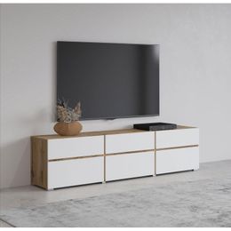 OTTO home Lowboard &raquo;Cross, moderne grifflose TV-Kommode,3 Klappen/3 Schubk&auml;sten&laquo; Breite 180 cm, TV-Schrank mit viel Stauraum, TV-Board wei&szlig; B/H/T: 