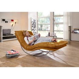 W.Schillig Relaxliege &raquo;daily dreams&laquo; in Waffelkissen-Optik, Schaukelgestell Chrom gl&auml;nzend, in 2 Breiten gelb Stoff S37 (100% Polyester) B/H/T: 75cm x