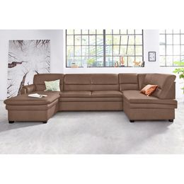 Sit & More sit&more Wohnlandschaft &raquo;Pisa U-Form&laquo; mit Federkern, wahlweise mit Schlaffunktion braun Flachgewebe (100% Polyester);Luxus-Microfaser1 (100% Polyester