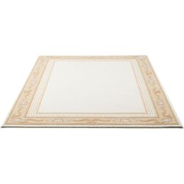 Theko Wollteppich &raquo;Pelinia 7745&laquo; rechteckig 12 mm H&ouml;he Kurzflor, Uni Farben, mit Bord&uuml;re, reine Wolle beige Schurwolle B : 240cm 1 Stk., 12mm, L: 
