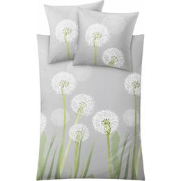 Kleine Wolke Bettw&auml;sche &raquo;Belfiore&laquo; 2 Stk. mit Pusteblumen grau Mako-Satin, Obermaterial: 100% Baumwolle B/L: 135cm x 200cm, 1 Stk., 1 Stk., Mako-Satin, B/L: 80cm x
