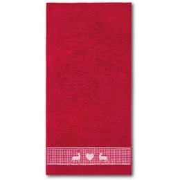 Dyckhoff Handtuch &raquo;Oktoberfest&laquo; Made in Germany rot Frottier, Frottier B/L: 50cmx100cm, 1 Stk., Herz Hirsche, Frottier