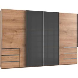 wimex Schwebet&uuml;renschrank &raquo;Level by fresh to go&laquo; mit Glast&uuml;ren und Synchron&ouml;ffnung grau B/H/T: 350cm x 236cm x 65cm, Schubladen: 6 Stk. T&uuml;ren: 4 Stk.