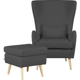 Home Affaire Sessel &raquo;Sallito, TV-Sessel, Ohrensessel mit&laquo; Hocker, in vielen Bezugsqualit&auml;ten, auch in Samtcord grau Struktur Hahnentritt (67% 
