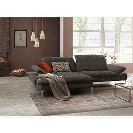 W.Schillig Ecksofa &raquo;enjoy&MORE, Designsofa, elegant und bequem, L-Form&laquo; mit Sitztiefenverstellung, F&uuml;&szlig;e Chrom gl&auml;nzend, Breite 294 cm gr&uuml;n Chenille-