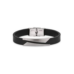 Bruno Banani Herren Armband &raquo;Schmuck Geschenk Lederarmband&laquo; grau 20,5, Edelstahl Kautschuk