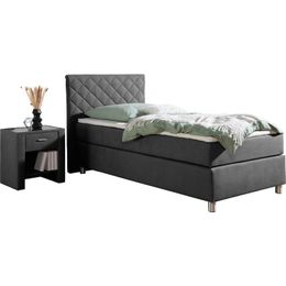 Home Affaire Boxspringbett &raquo;Bernard, in verschiedenen Breiten&laquo; inkl. Topper, Matratze in H2, H3 oder H4 erh&auml;ltlich grau Microfaser, Liegefl&auml;che B/L: 