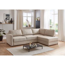 ATLANTIC HOME COLLECTION Schlafsofa &raquo;Chill&laquo; Ecksofa mit Schlaffunktion und Bettkasten beige 100% Polyester B/H/T: 250cm x 86cm x 200cm, Struktur grob,