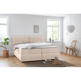 OTTO home Boxspringbett &raquo;Jenson&laquo; in 4 Farben, 4 Breiten, 3 Matratzenarten in 2 H&auml;rtegraden, Topper beige Struktur weich (85% Polyester/15% Nylon) 