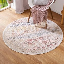 LUXOR living Teppich &raquo;Rocco&laquo; rund 11 mm H&ouml;he Vintage-Look, florales Design, Wohnzimmer, Schlafzimmer bunt Polyester &Oslash; 133cm 1 Stk., 11mm, &Oslash; 133cm