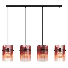 Globo LIGHTING H&auml;ngeleuchte &raquo;GORLEY&laquo; E27 1 Stk. H&auml;ngelampe Glasst&auml;be brombeerfarben klar verlaufend elegant Esszimmer rot H: 140cm, 1 Stk.