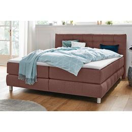 Home Affaire Boxspringbett &raquo;Salo&laquo; incl. Topper, 6 Breiten, 2 H&auml;rtegrade, TFK auch in H&auml;rtegrad 4 braun Struktur (100% Polyester);Bezug der 
