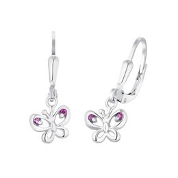 Amor Damen Paar Ohrh&auml;nger &raquo;Little Butterfly&laquo; mit Zirkonia (synth.) lila Silber 925 (Sterlingsilber)