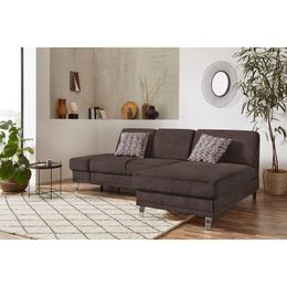 Sit & More sit&more Ecksofa &raquo;Clio L-Form&laquo; optional Schlaffunktion oder Vorziehsitz und Bettkasten, Federkern braun B/H/T: 246cm x 89cm x 165cm, Microfaser, 