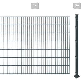 Arvotec Doppelstabmattenzaun &raquo;ESSENTIAL 143 zum Aufschrauben&laquo; Zaunh&ouml;he 143 cm, Zaunl&auml;nge 2 - 60 m grau Kunststoff, Stahl H/L: 143cm x 2m, Pfosten: 2 Stk.