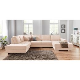 Sit & More sit&more Wohnlandschaft &raquo;Santorini U-Form&laquo; mit Federkern und Sitztiefenverstellung, wahlweise mit Schlaffunktion beige Luxus-Microfaser ALTARA NUBUCK 