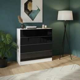 borchardt M&ouml;bel borchardt M&ouml;bel Kommode &raquo;Vaasa, Kommode mit 4 Schubk&auml;sten auf Kugelf&uuml;hrungen&laquo; schwarz Holzwerkstoff B/H/T: 76cm x 79cm x 35cm