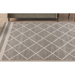 Kayoom Teppich &raquo;Rhombus 225&laquo; rechteckig 10 mm H&ouml;he grau Polypropylen (PP) B : 120cm 1 Stk., 10mm, L: 170cm