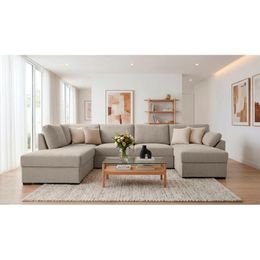 OTTO home Wohnlandschaft &raquo;Citry&laquo; Breite 309 cm, Chenille, Bettfunktion, Bettkasten, U-Form braun 100% polyester B/H/T: 309cm x 88cm x 224cm, Chenille,