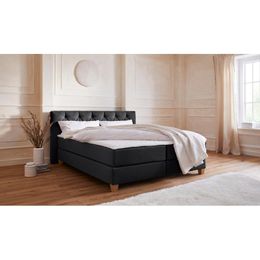Home Affaire Boxspringbett &raquo;Harmones&laquo; in 3 Breiten, H&auml;rtegrad auch im Mix mit je 1 Matratze in H2 und H3 grau Struktur (100% Polyester) Struktur, 