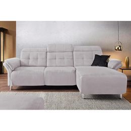 Home Affaire Ecksofa &raquo;Manhattan L-Form&laquo; 2 Sitze mit elektrischer Relaxfunktion, verstellbare Armlehnen silber Kunstleder SOFTLUX ;Flachgewebe (100% 