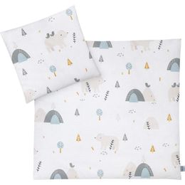 Julius Z&ouml;llner Kinderbettw&auml;sche &raquo;Mountain Bear&laquo; 2 Stk. mit niedlichem Muster wei&szlig; Renforc&eacute;, Obermaterial: 100% Baumwolle B/L: 80cm x 80cm, 1 Stk., 1 Stk., Renforc&eacute;, 