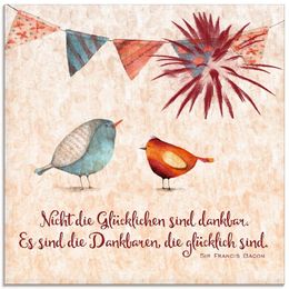 Artland Glasbild &raquo;Lebensweisheit Gl&uuml;cklich&laquo; Tiere 1 Stk. tlg. in verschiedenen Gr&ouml;&szlig;en beige B/H/T: 30cm x 30cm, Glasbild Tiere quadratisch, 1 Stk.