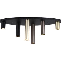 Searchlight Deckenleuchte &raquo;Tubes 6Lt-Deckenleuchte-Schwarzes Metall, Anodisiertes Bronze, Messing&laquo; GU10 1 Stk. H: 28,5cm, 1 Stk.
