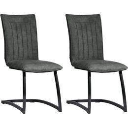 OMG Design Freischwinger &raquo;Amara&laquo; (Set) 2 Stk.Esszimmerstuhl, K&uuml;chenstuhl, pflegeleichter Bezug grau Stoff B/H/T: 47cm x 97cm x 64cm, 2 Stk., Stoff uni