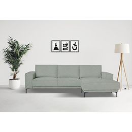 OTTO home Ecksofa &raquo;OLAND Flachgewebe L-Form, B: 280 cm, Skandi-Design&laquo; L-Form, 280 cm, Wellenunterfederung, Skandi-Design, Metallf&uuml;&szlig;e blau 100% 