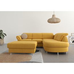 Sit & More sit&more Ecksofa &raquo;Apulia L-Form&laquo; wahlweise Schlaffunktion, Bettkasten und Kopf- und Armteilverstellung gelb Webstoff (100% Polyester);Struktur weich (