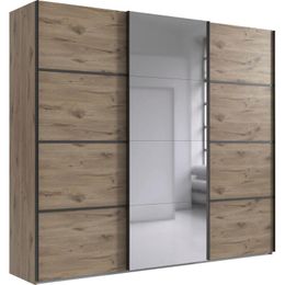 wimex Schwebet&uuml;renschrank &raquo;Jork Kleiderschrank mit Spiegel, schwarze Metallgriffe&laquo; Schrank in verschiedenen Gr&ouml;&szlig;en und Innenausstattungsvarianten braun 