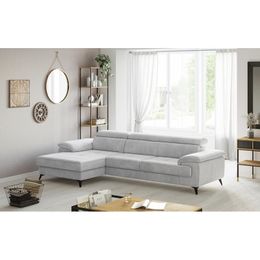 OTTO home Ecksofa &raquo;Astra L-Form, B: 300 cm, inkl. Kopfteilverstellung&laquo; opt. Schlaffunktion + XL-Bettkasten, LF:222x124cm, Wellenunterfederung grau 95%
