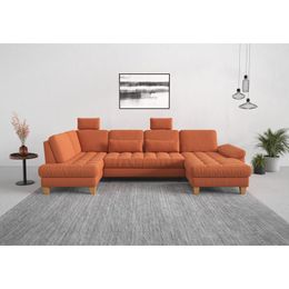 Sit & More sit&more Wohnlandschaft &raquo;Westham U-Form&laquo; wahlweise mit Schlaffunktion, Bettkasten, Sitztiefenverstellung orange 90% Polyester 10%Polyamid B/H/T: 338cm