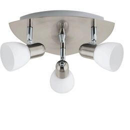 Eglo Deckenleuchte &raquo;Enea Deckenlampe, Deckenstrahler aus Metall und Glas, E14, Lampe&laquo; E14 1 Stk. Spot - &Oslash;26,5 cm - nickel-matt - 3X40W exkl. silber 3,
